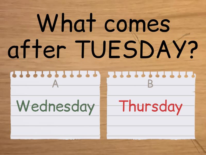What comes next? (Days of the Week) - Quiz