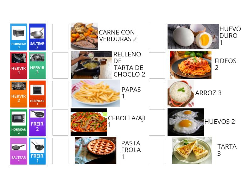 Cocciones y comidas - Match up