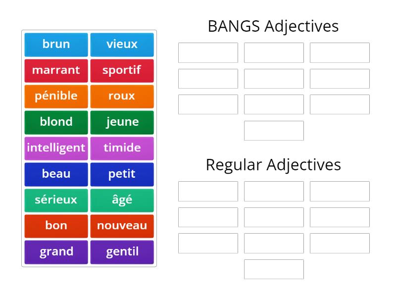 BANGS Adjectives vs. Regular Adjectives - Group sort