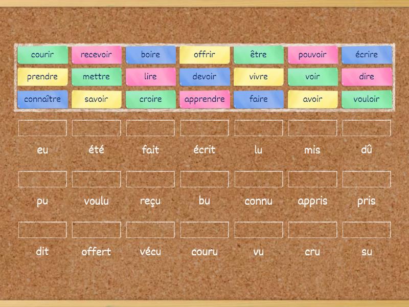 Les participes passés irréguliers avec AVOIR - Match up