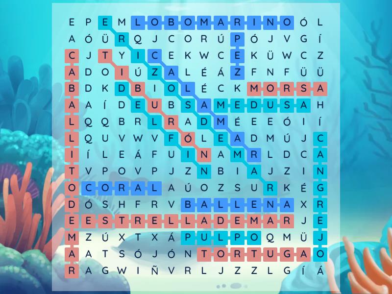 Animales acuaticos - Wordsearch