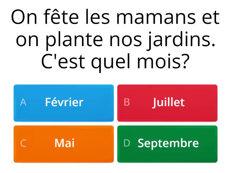 Les mois de l'année - Quiz