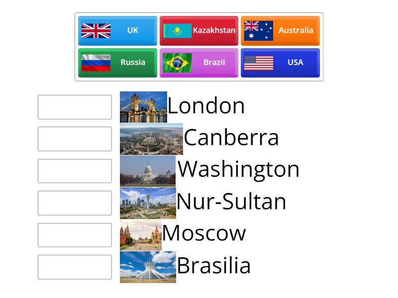 Match the capital with right country - Match up