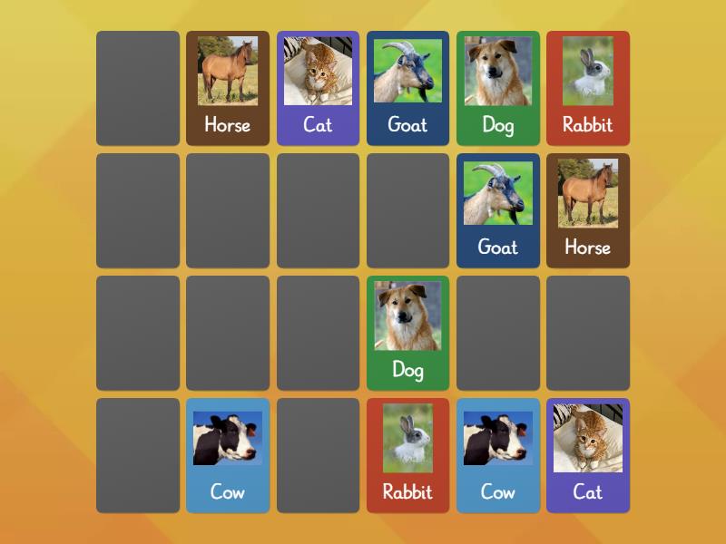 Farm Animals (Memory Game) - Matching pairs