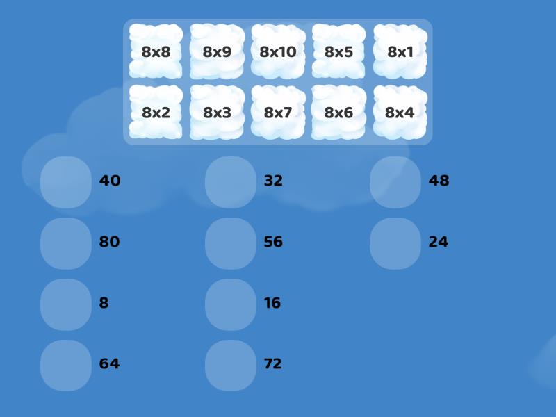 tabla del 8 - Une las parejas