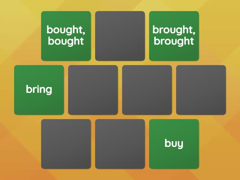 IRREGULAR VERBS MEMORY: bring, buy, catch, teach, think - Matching pairs
