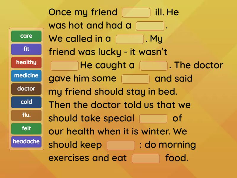 Take care of your health - Complete the sentence