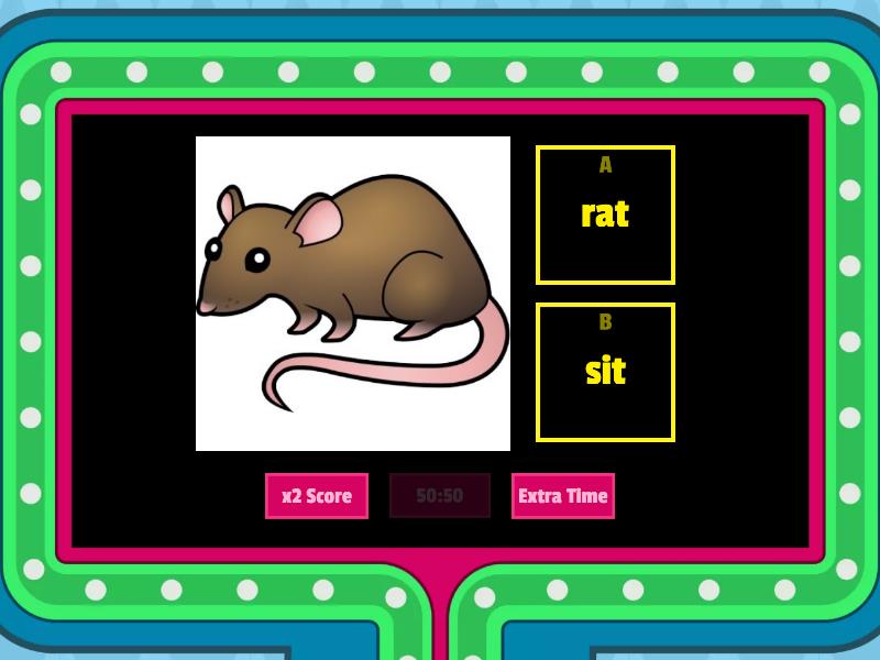 Ten vocabularies of Three letter phonic words: rat, sit, can, fan, cap ...