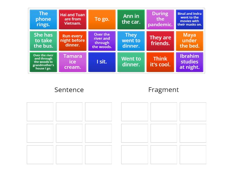 Sentence Vs. Fragment - Group sort