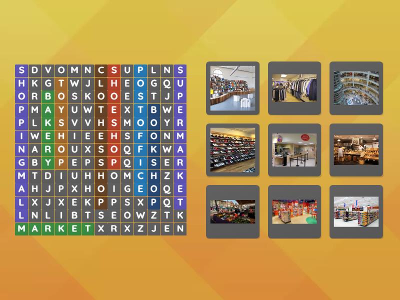 Types of shops () - Wordsearch