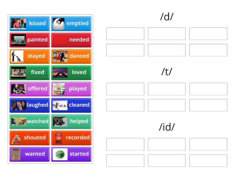 BR Pre-Intermediate Unit 3 Regular Verbs spelling & pronunciation - Group sort