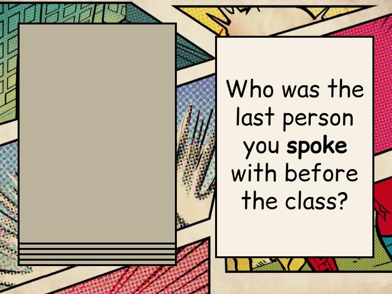 past simple: regular and irregular prod - Speaking cards