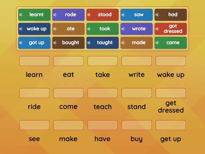 Movers Past Simple Irregular Verbs Match (1) - Match up