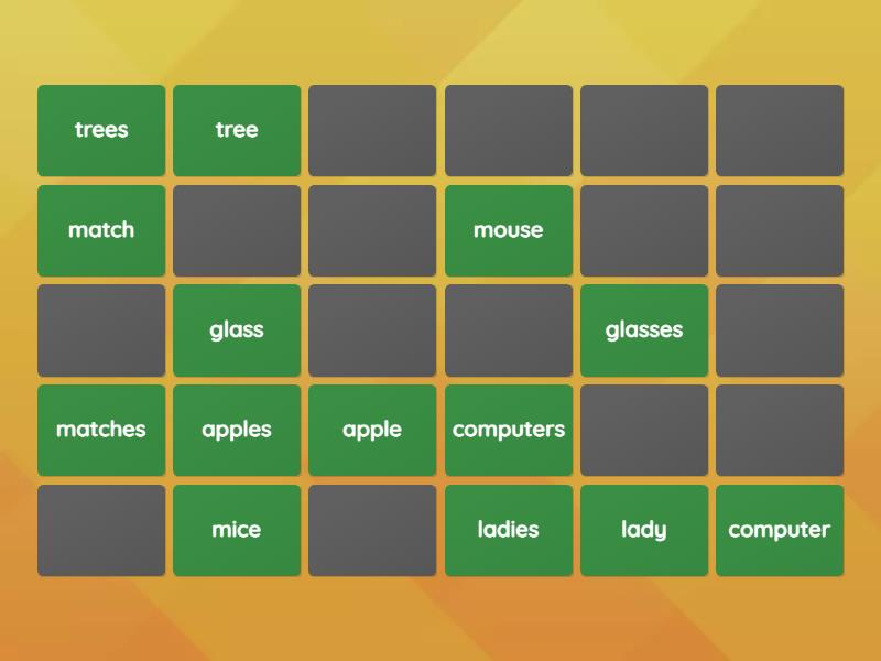 Singular-Plural Nouns - Matching pairs