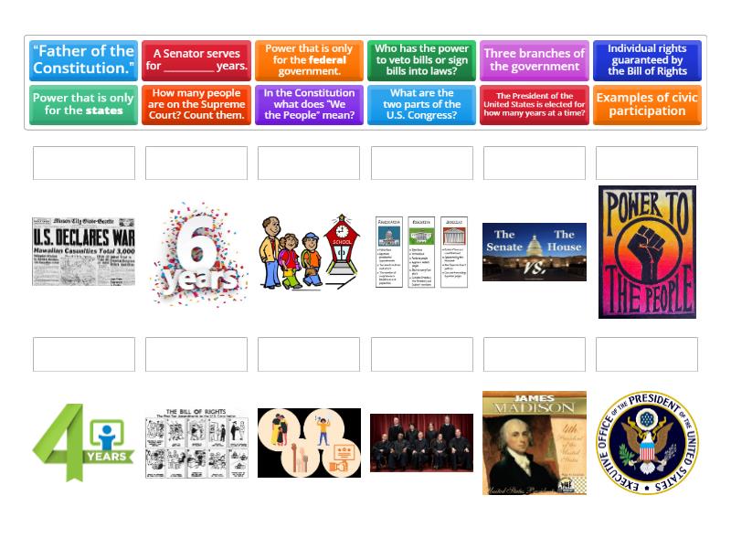 US Government Review with Pictures Level 2 - Match up