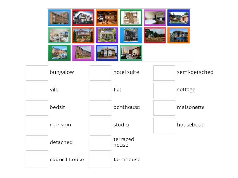 types of houses - Match up