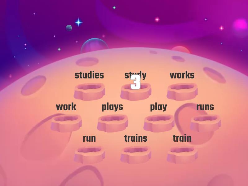 Whack-a-mole! Whack the moles with the verbs in the third singular ...