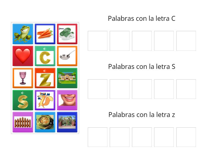 Identifica las letras C, S y Z - Ordenar por grupo