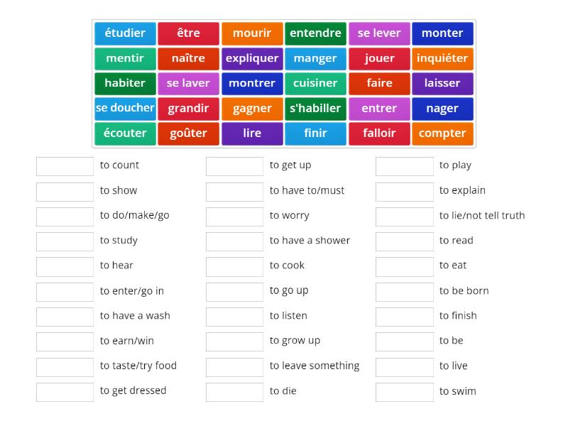 French verb infinitives 2 - Une las parejas