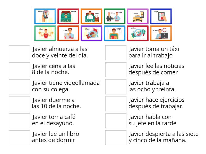 La rutina diaria de Javier - Match up