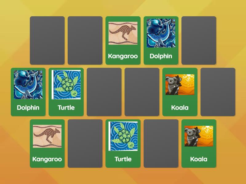 Aboriginal Art Animals Memory Game - Matching pairs