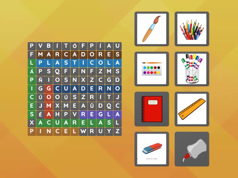SOPA DE LETRAS, BUSCÁ 8 ÚTILES ESCOLARES. - Wordsearch