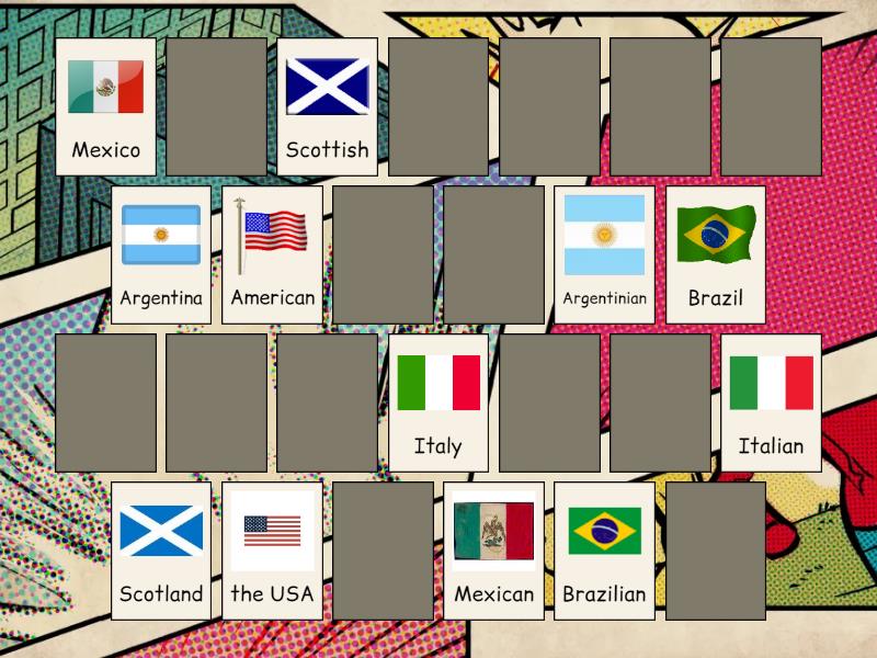 Countries and Nationalities - Memo Test - Combine os pares