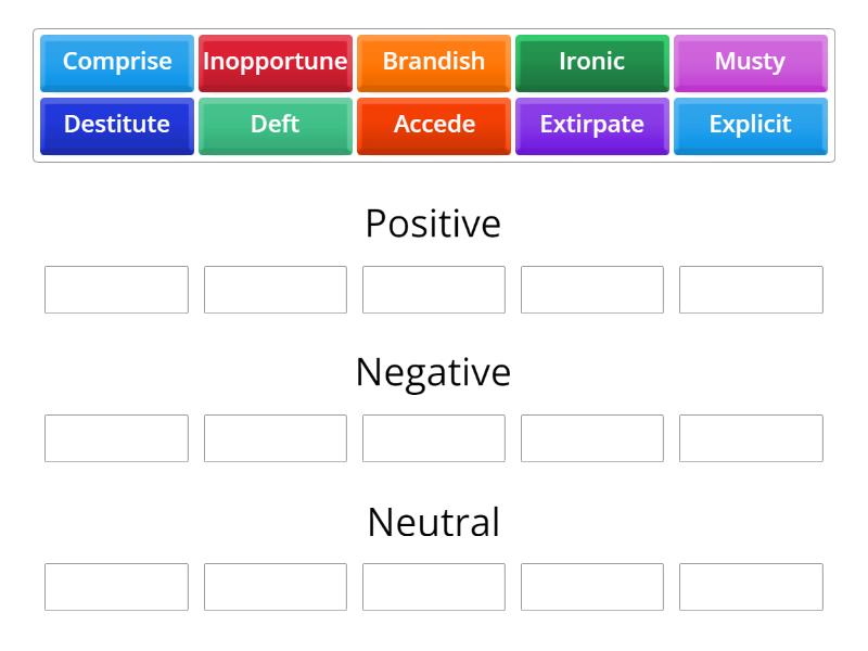 Unit 6 words 1-10 Connotations - Group sort