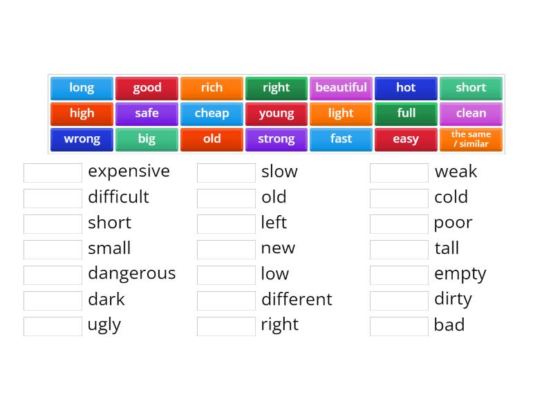 File A1 opposite adjectives - Match up