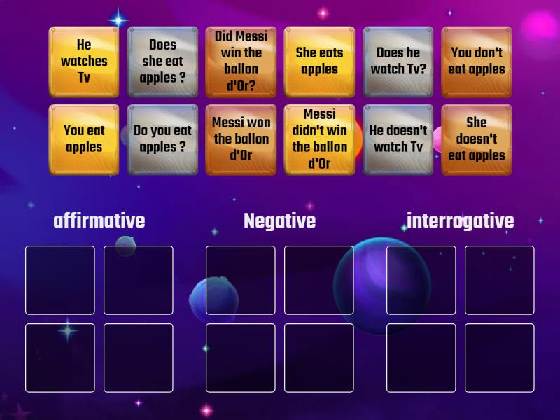 Affirmative, negative and interrogative - Group sort