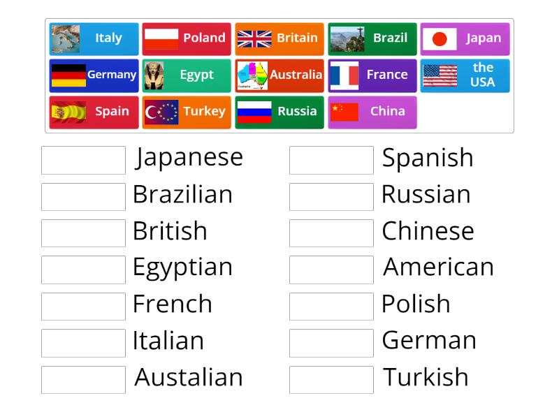 Sol-elem 7A Countries and Nationalities - Match up