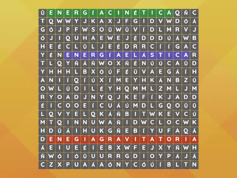 Tipos de energía sopa de letras - Wordsearch