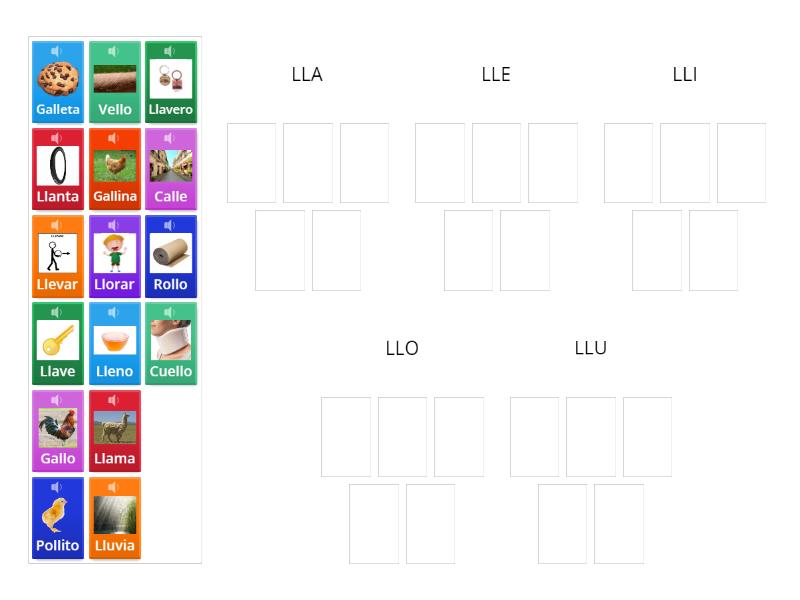 1.-OPG: PALABRA + IMAGEN - LLA LLE LLI LLO LLU - Group sort
