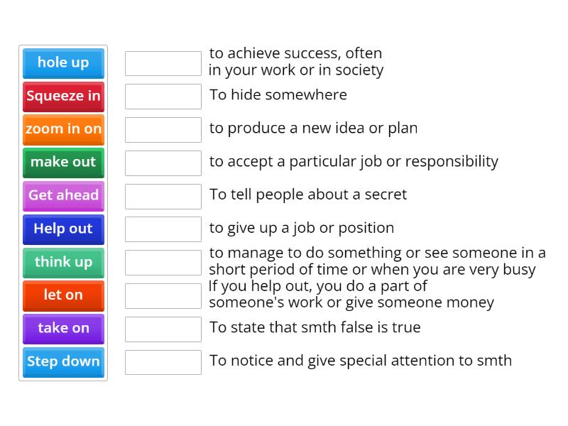 Phrasal verbs U 7 and U8 (Upper) - Match up