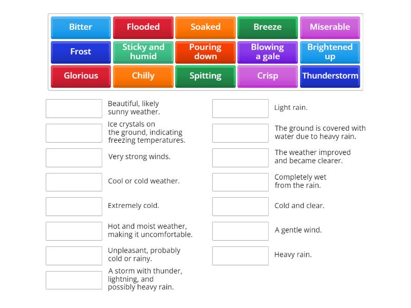 Match words with their explanations - Match up