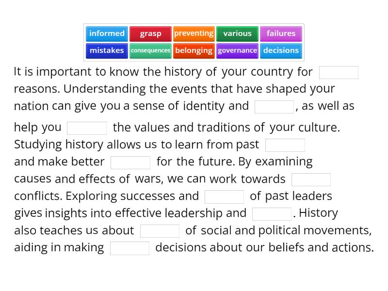 Why study history - Complete the sentence