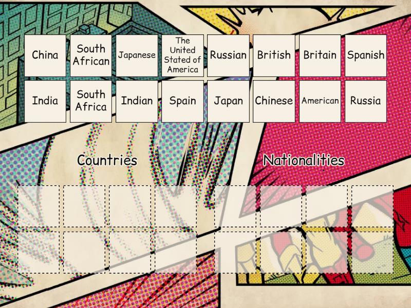 Countries & Nationalities (Compass 1 Unit 1) - Group sort