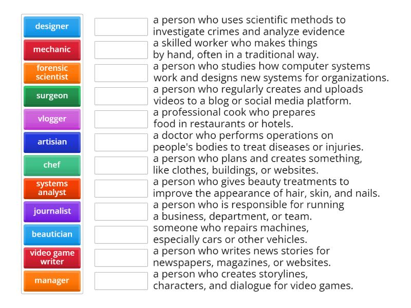 9C Unit 8 Vocabulary Quiz - Match up