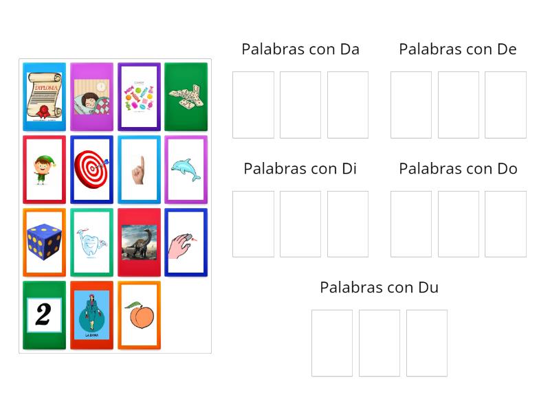 palabras con Da De Di Do Du - Ordenar por grupo