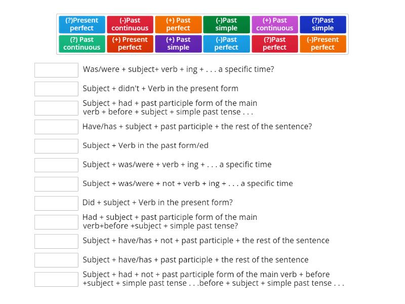 Past tenses Structures - Match up