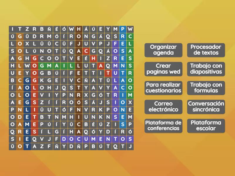 Google Wordwall - Sopa de letras