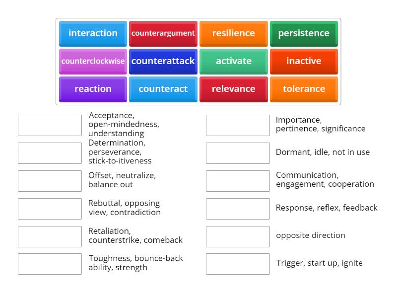 counter act ence synonyms - Match up