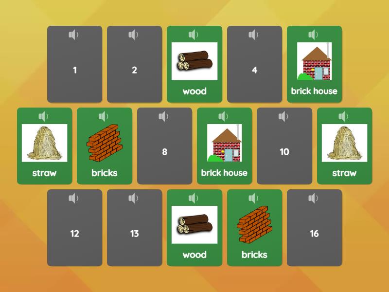 Memory 3 litttle pigs - Matching pairs