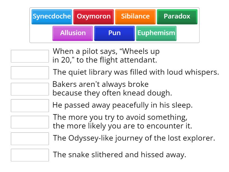 Figurative Language (Match terms with examples) - Match up