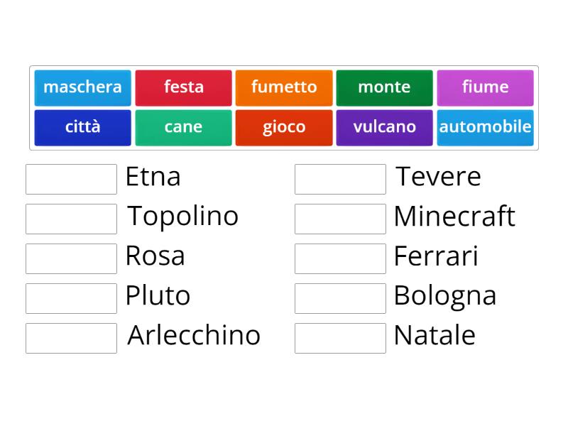 I nomi comuni e i nomi propri - Match up