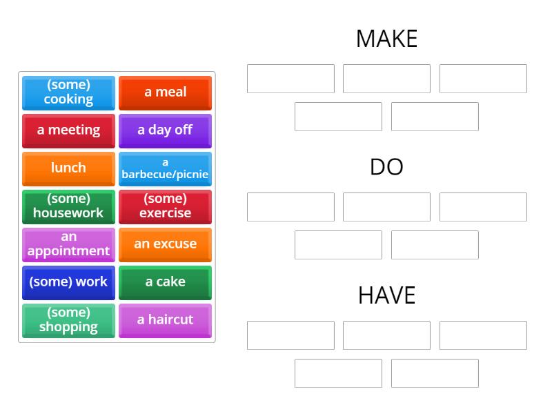 MAKE, DO or HAVE? - Group sort