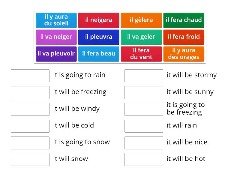 Le temps - futur proche - Match up