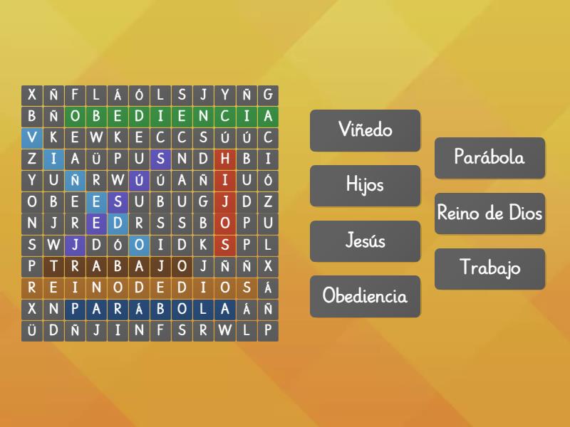 DE LA PARABOLA DE LOS DOS HIJOS - Sopa de letras