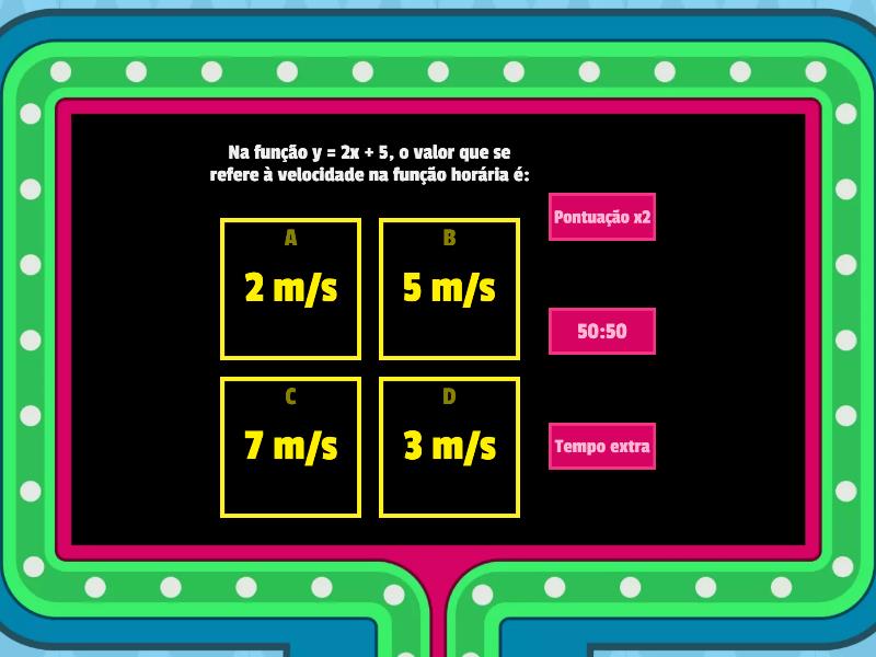 Função do 1º Grau x MRU - Game show de TV