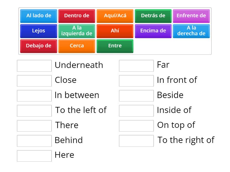 Preposiciones de lugar - Match up